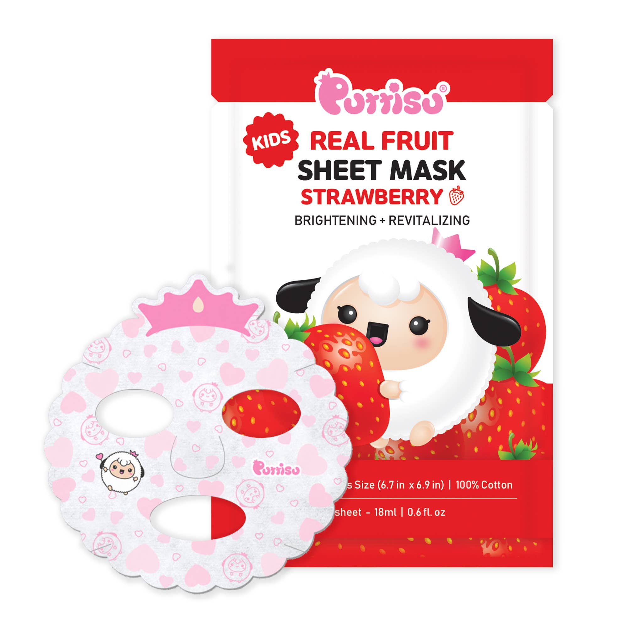 Puttisu Real Fruits Facial Mask Sheets | Aloe & Strawberry Kids Mask Set